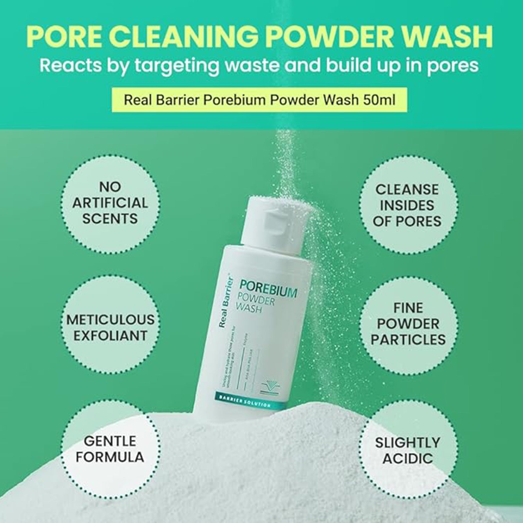 Real Barrier Pore Bium Powder Wash 50G – Gentle Exfoliating Cleanser ...
